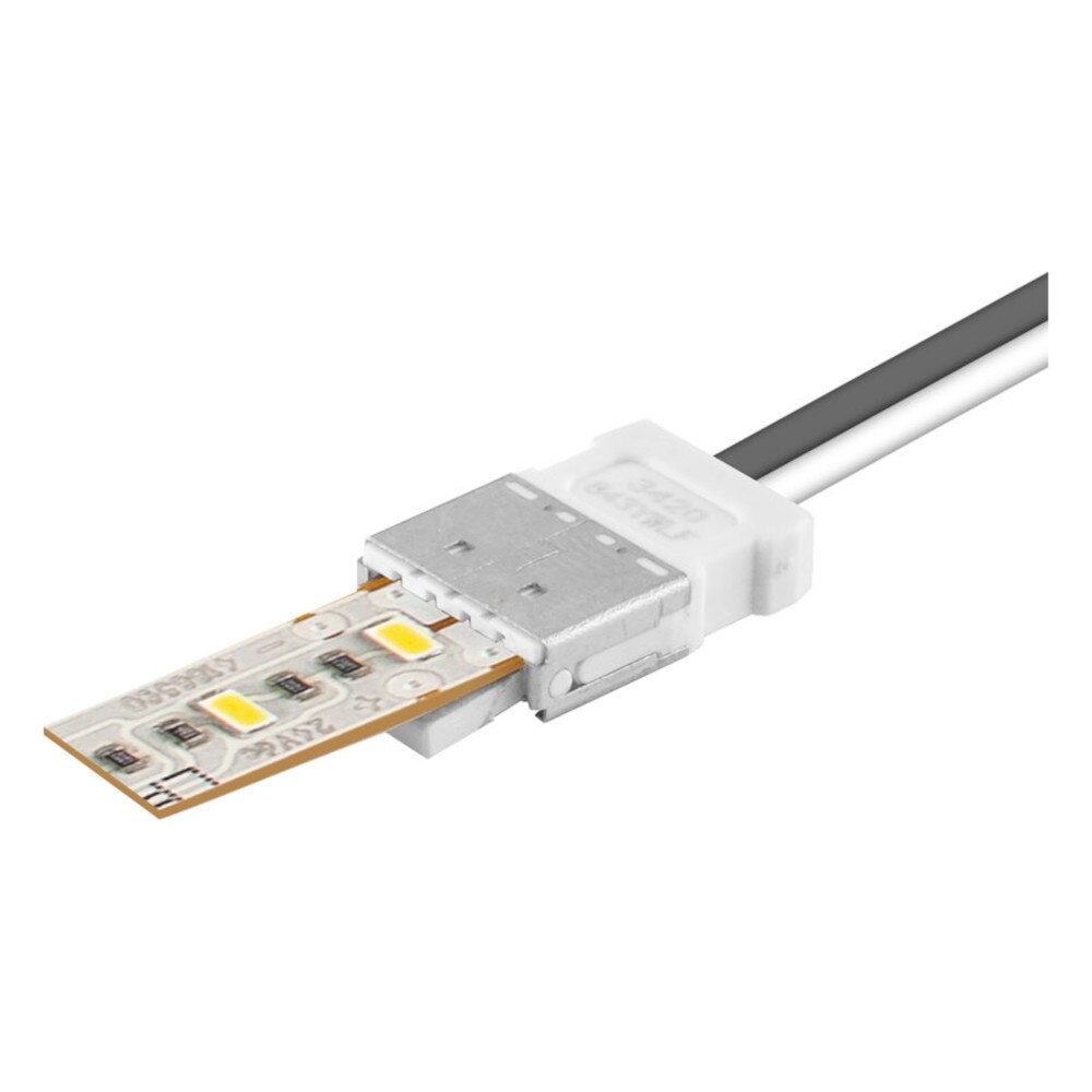 2 Pin Flexible LED Strip Connector White 500mm Cable (Pack of 10)